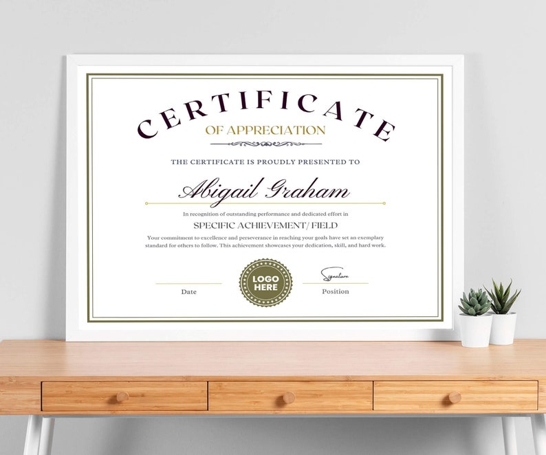 Editable Certificate of Appreciation Award Template, Achievement ...