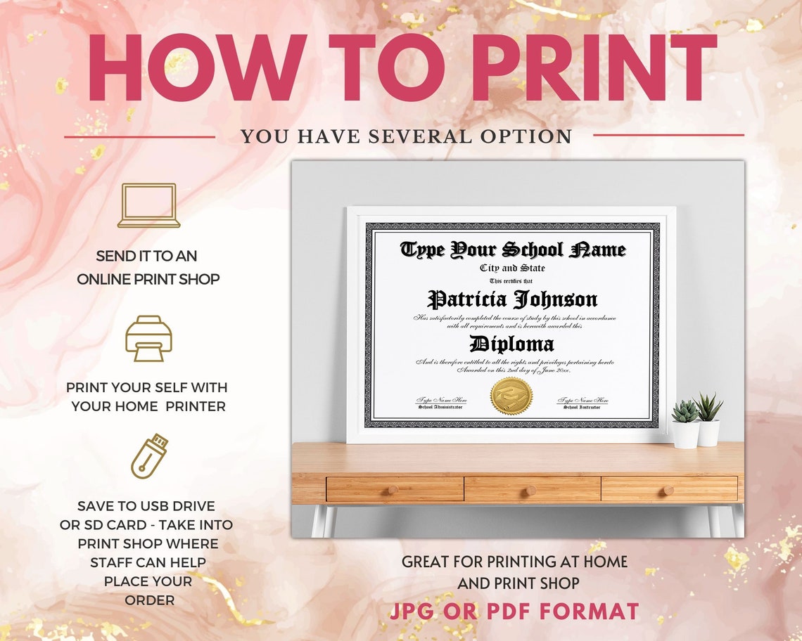 Editable High School Diploma Homeschool Diploma Template - Etsy