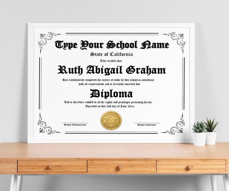 Editable High School Diploma, Printable Homeschool Diploma Template ...
