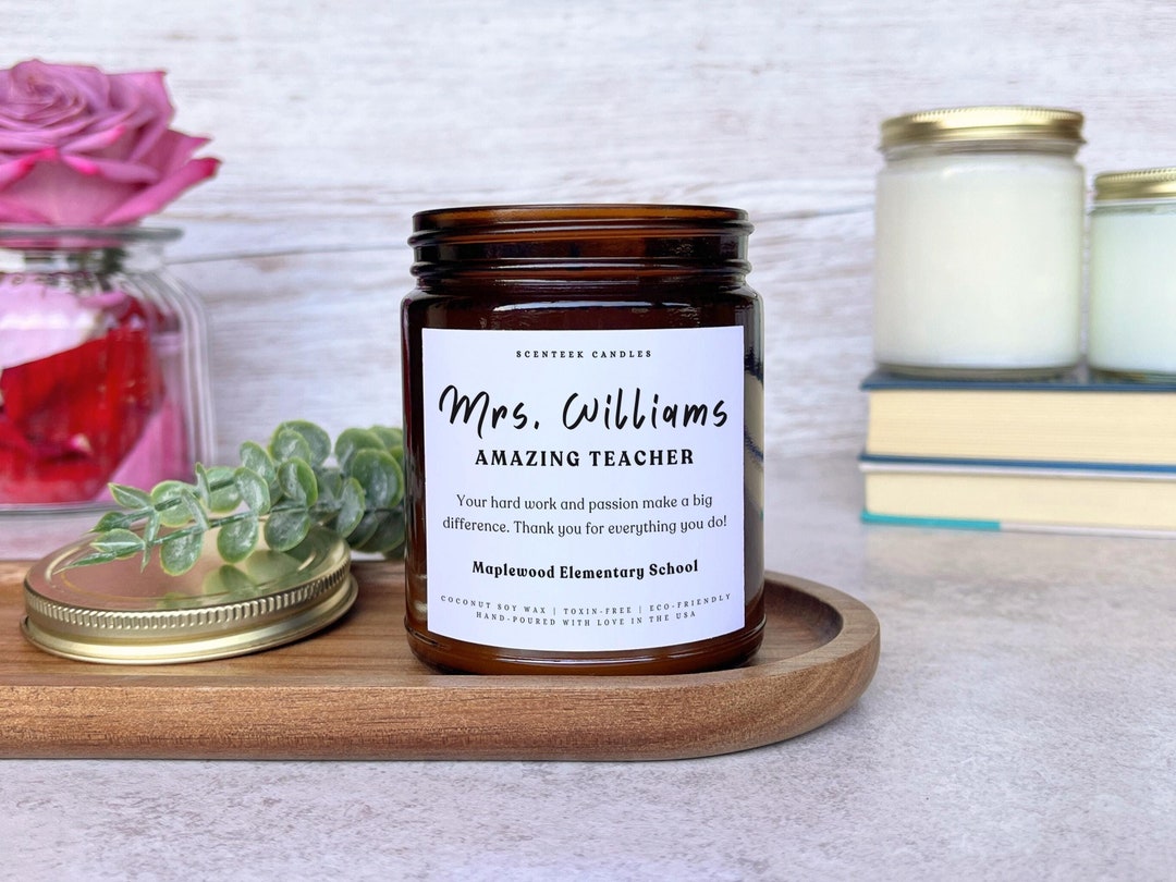 Custom Teacher Candle Gift, Appreciation Gift for Teacher, Thank You ...