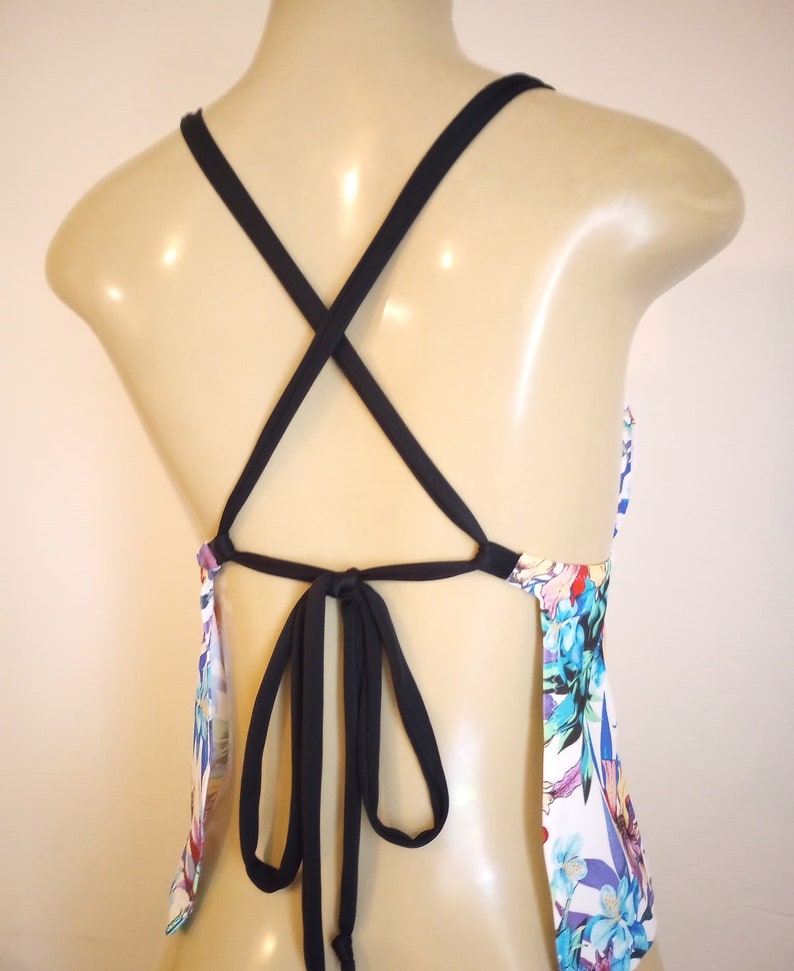Floral Apron Back Tankini Top: Custom Tie Back Swimsuit - Etsy