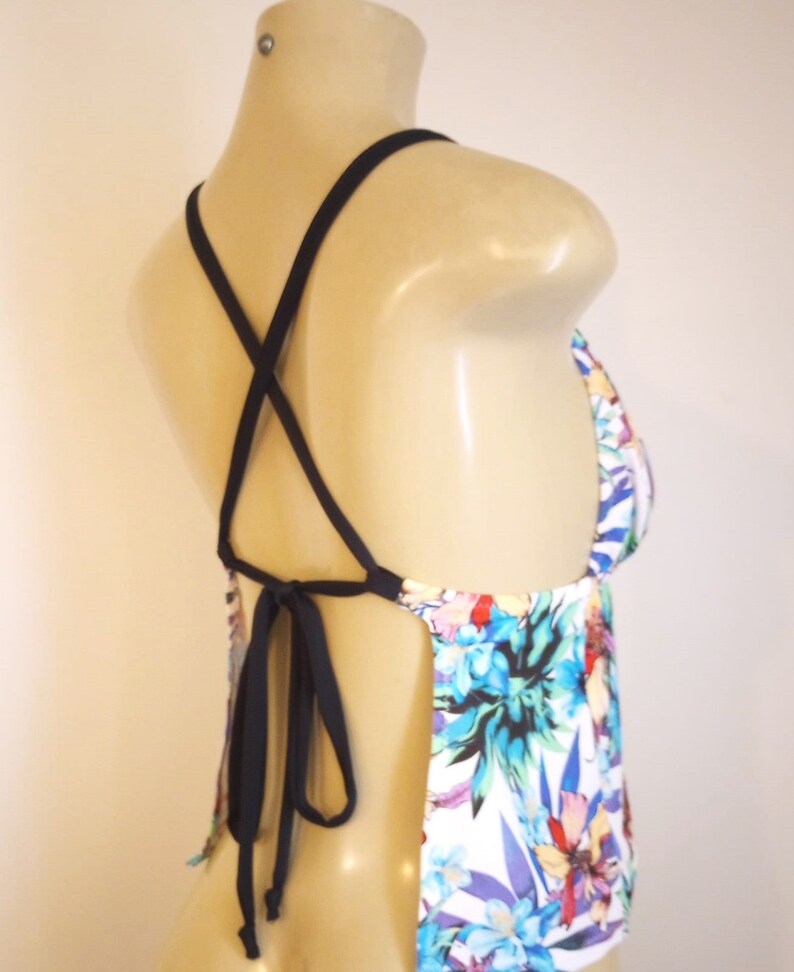 Floral Apron Back Tankini Top: Custom Tie Back Swimsuit - Etsy