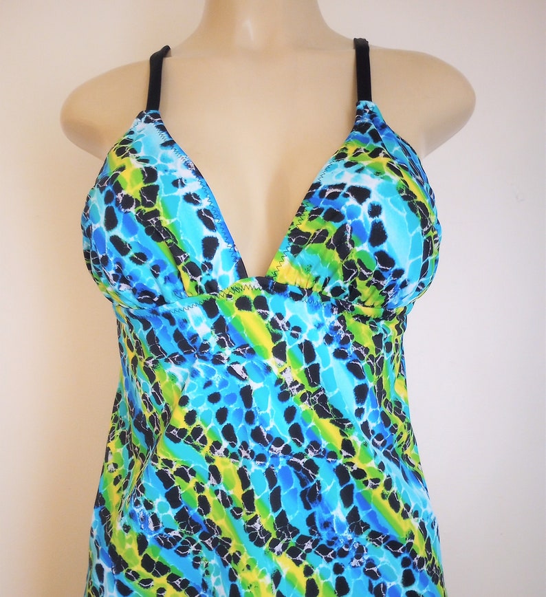 Tie Back Tankini Top, Crisscross Back, Triangle Swimwear Tankinis, Long ...