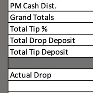 Daily Cash Tip Checkout Template | Bar & Restaurant Tip Out Tracker ...