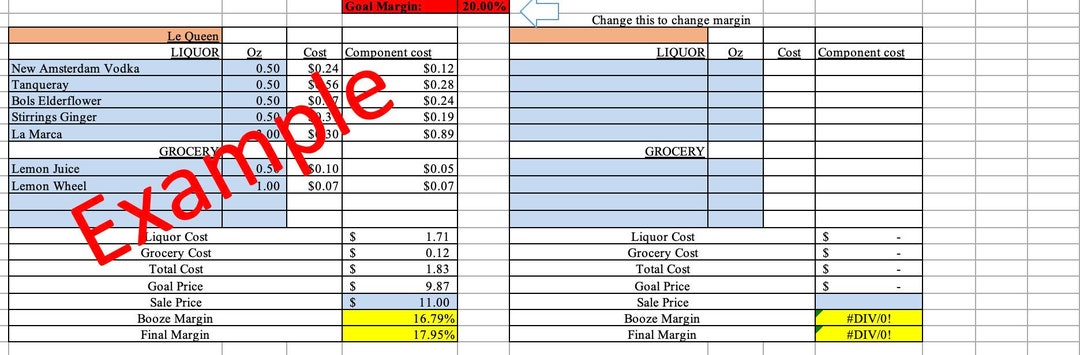 Bar Recipe Cocktail Calculator Beverage Inventory Management - Etsy