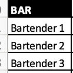 Restaurant Schedule Template | Excel Spreadsheet for Bar and Restaurant ...