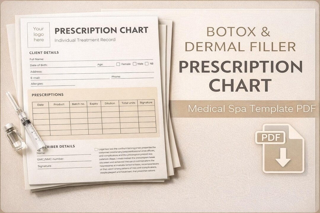 Botox & Dermal Filler Prescription Chart | UK Medical Spa Template (PDF ...