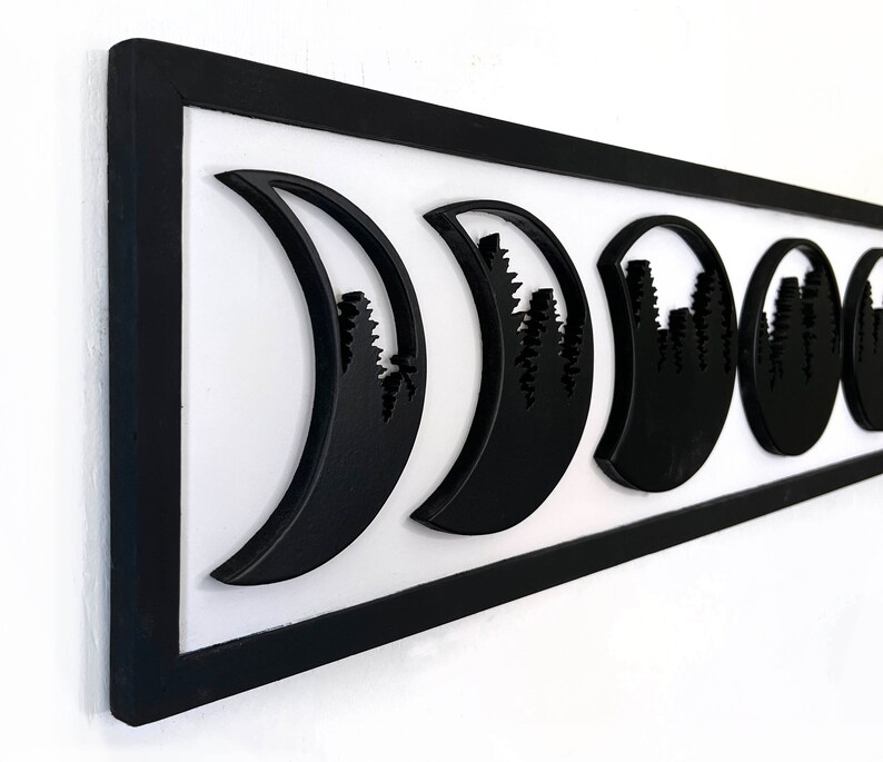 Forest Moon Phase, Original Wood Artwork, Home Wall Decor, Nature ...