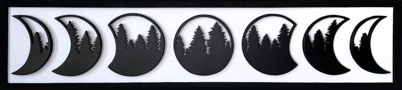 Forest Moon Phase, Original Wood Artwork, Home Wall Decor, Nature ...