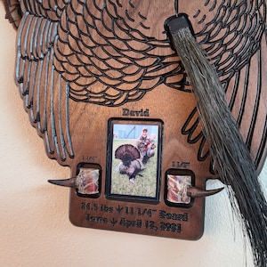 Custom Turkey Plaque Tail Mount, Personalized, Unique Fan, Beard, and ...