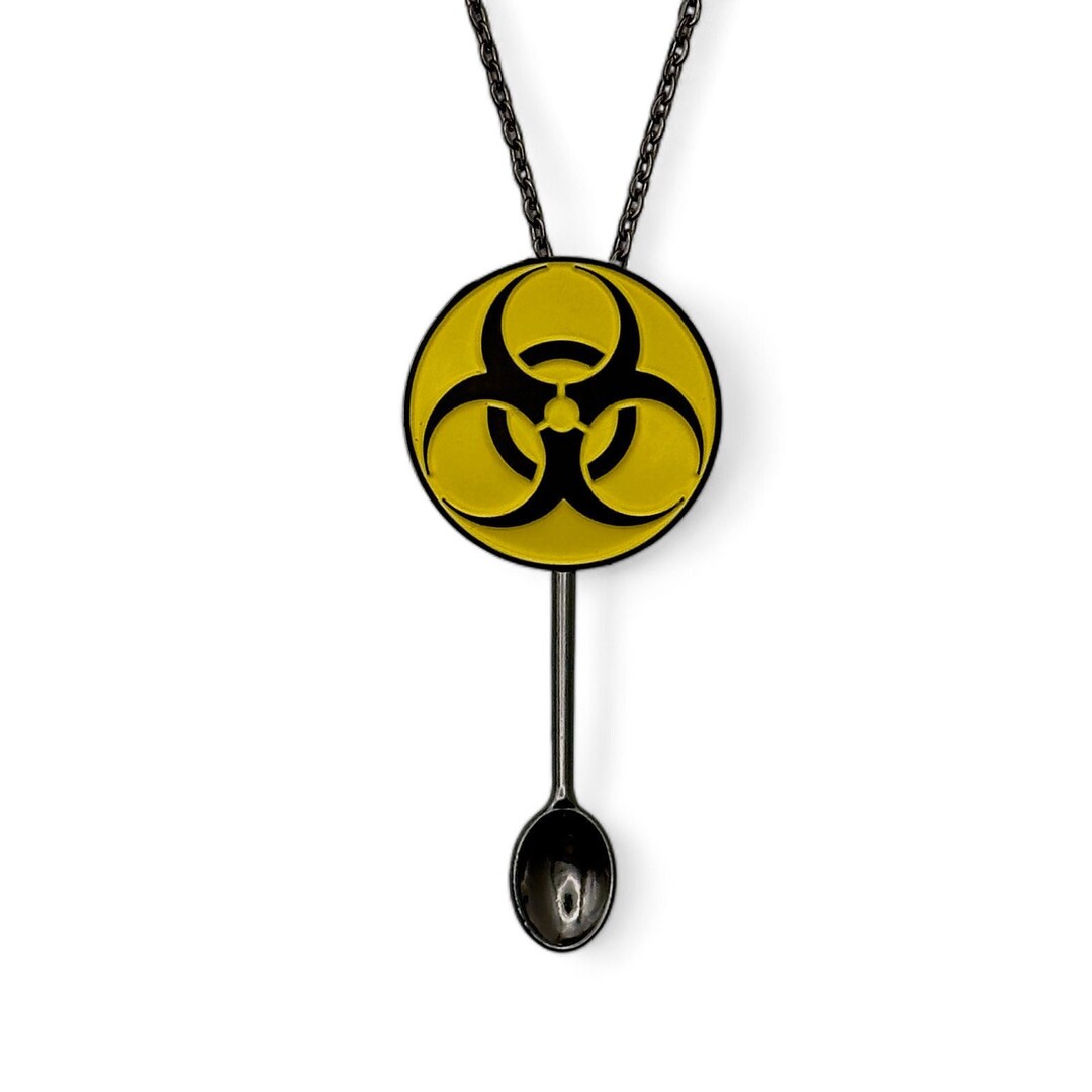 Toxic Waste Small Spoon Novelty Pendant on Long Black Chain | Mini ...
