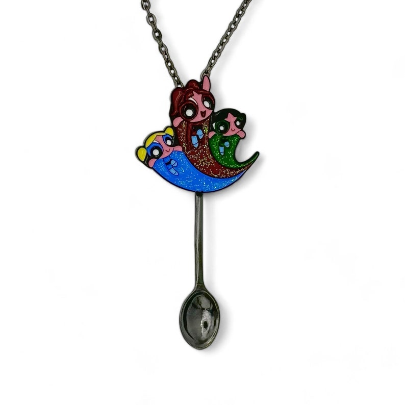 Powerpuff Girls Small Spoon Necklace | Mini Novelty Pendant on Gold ...