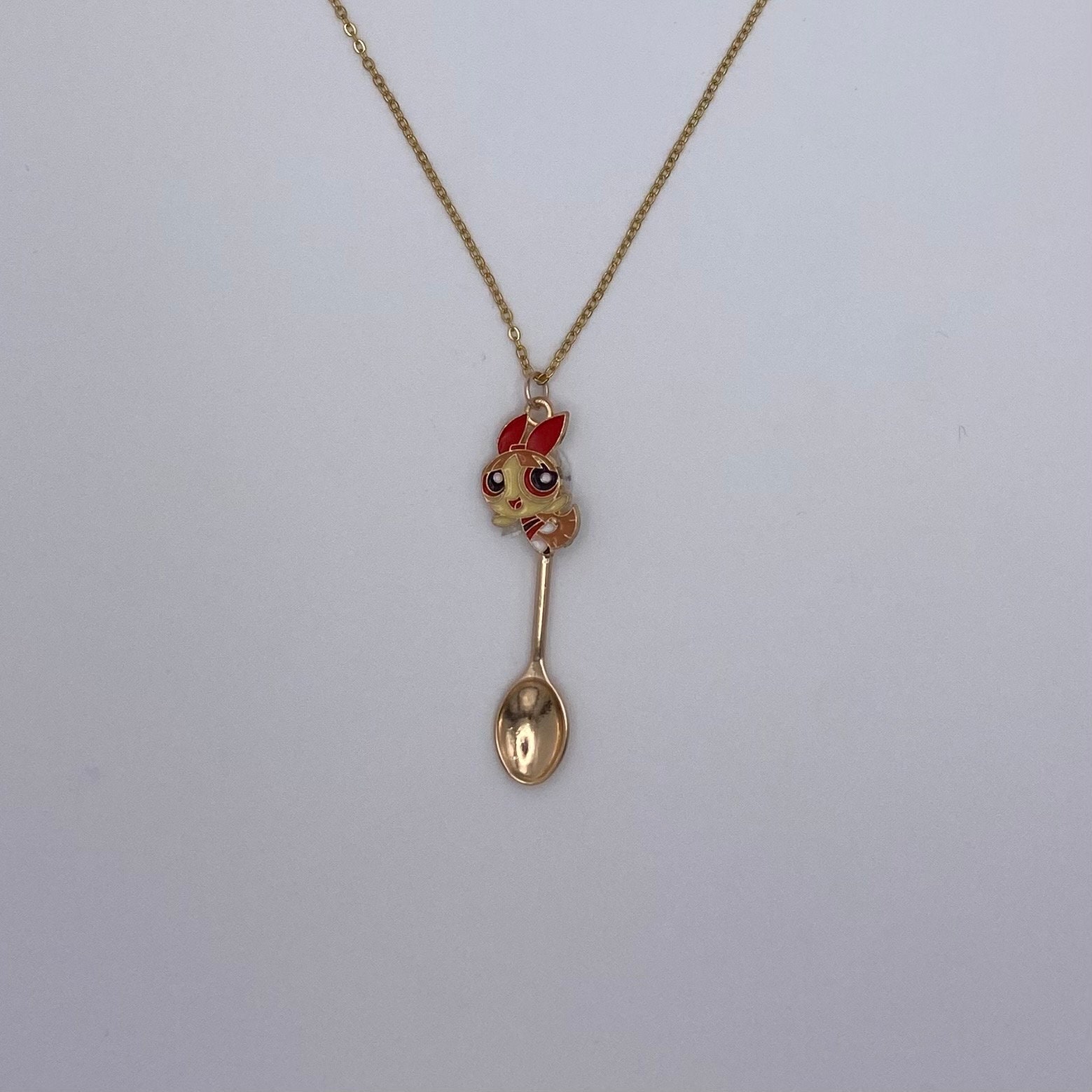 Powerpuff Girls Small Spoon Necklace Mini Novelty Pendant on Gold Chain ...