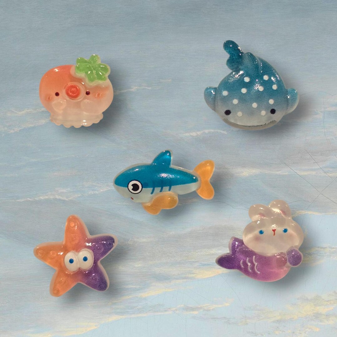 Ocean Animal Refrigerator Magnets. Set of 5 Resin Fish Starfish Ocean ...