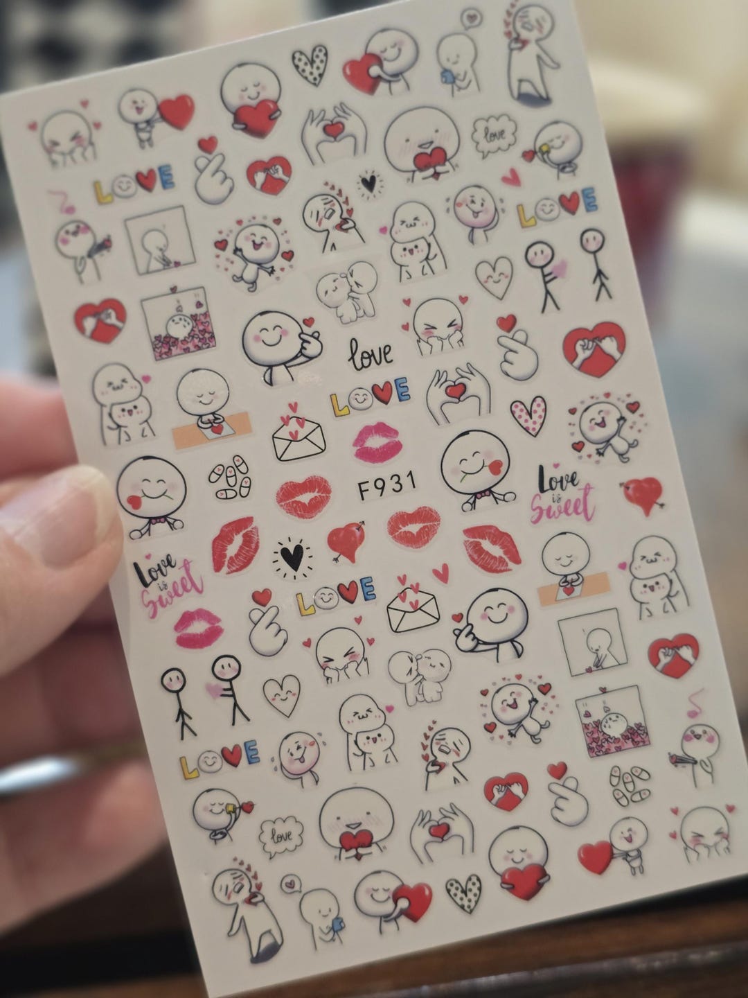 Valentine Love Heart Nail Stickers: Self-adhesive Nail Art - Etsy