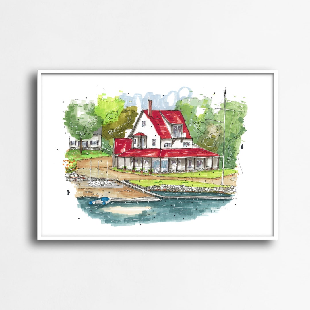 Chester Yacht Club, Chester, Nova Scotia, Urban Sketch, Art Print ...