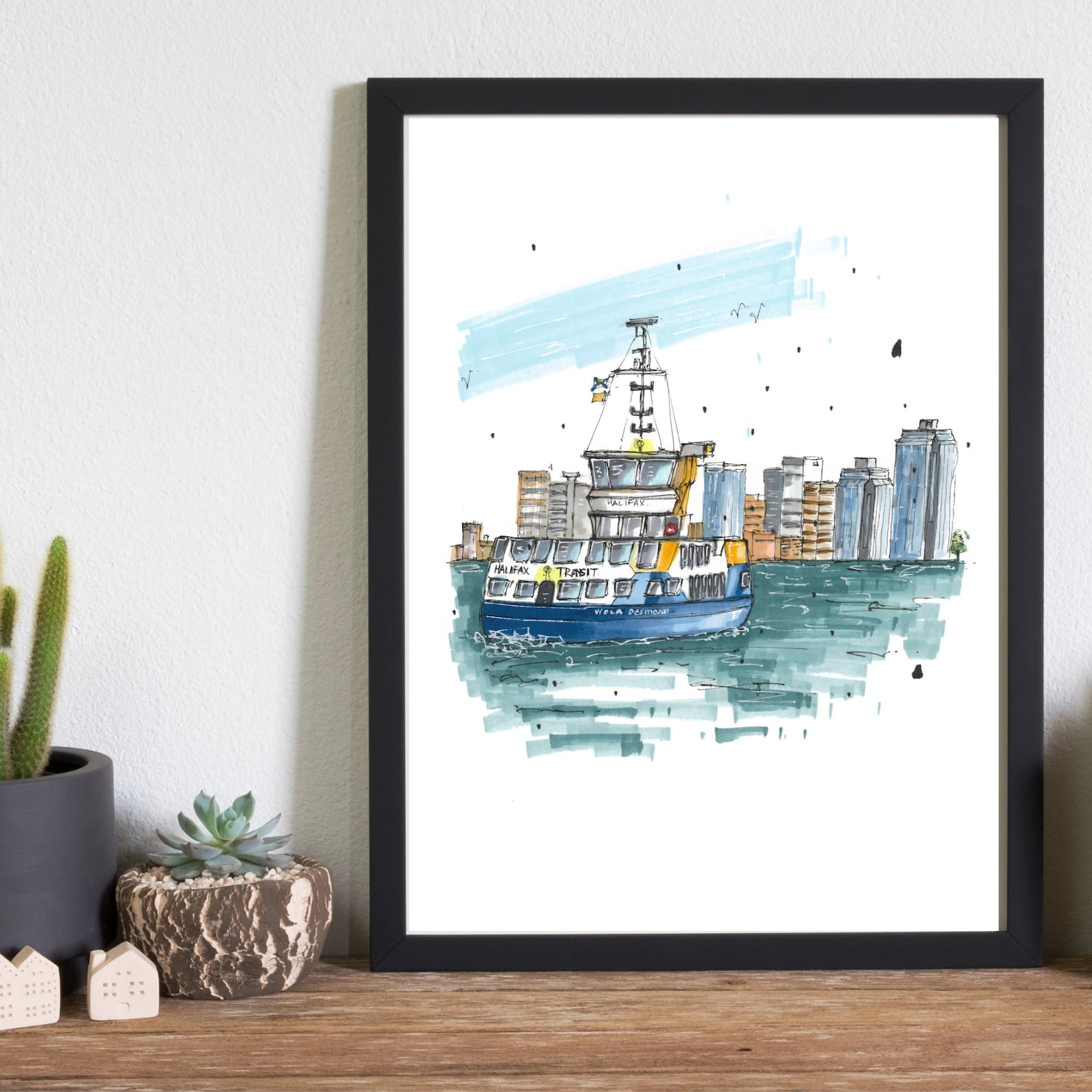 Halifax Ferry, Nova Scotia, Urban Sketch, Art Print, Downtown Sketcher ...