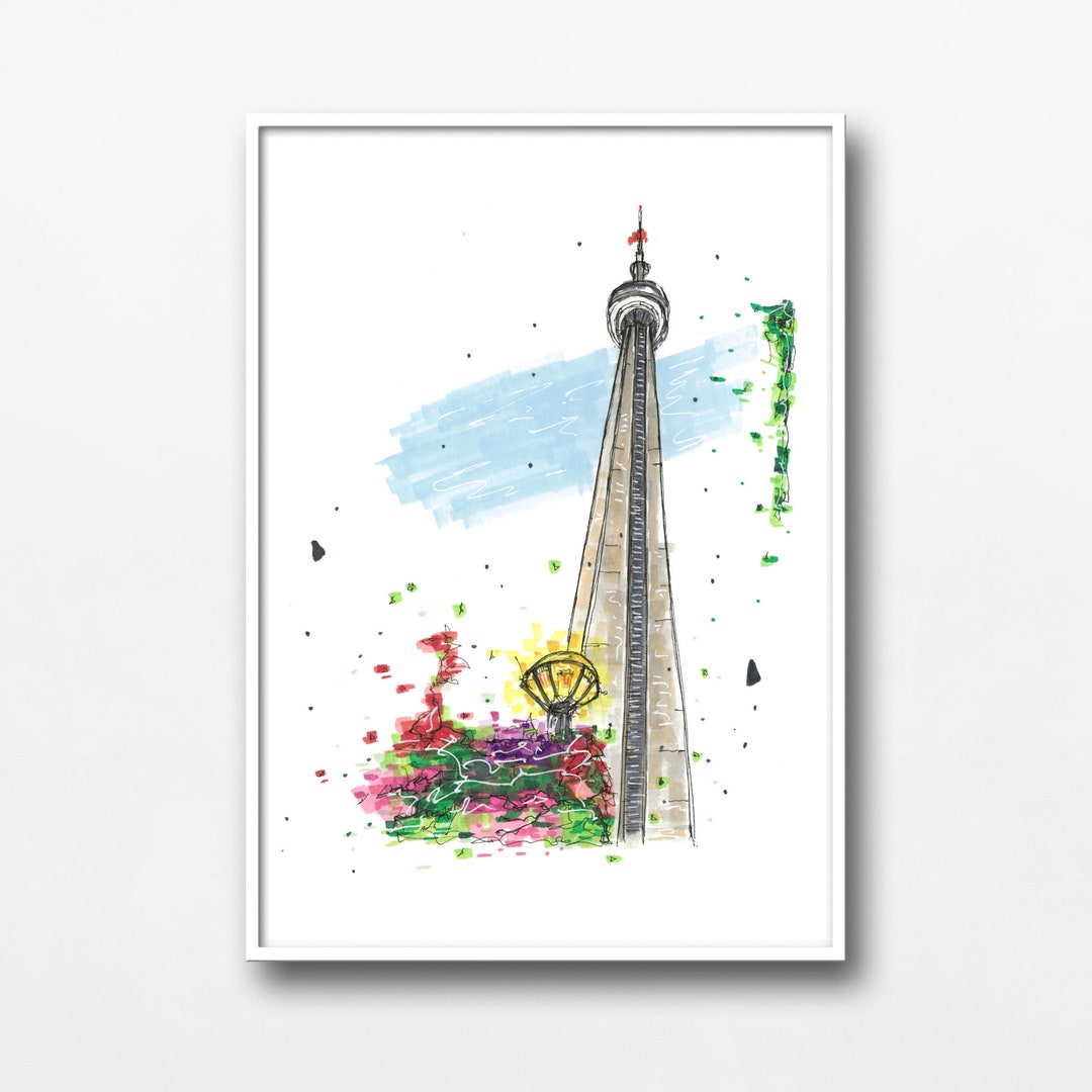 CN Tower, Toronto, Architectural Sketch, Art Print, Downtown Sketcher ...