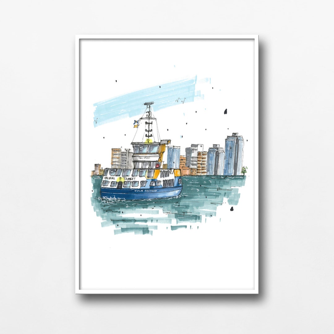 Halifax Ferry, Nova Scotia, Urban Sketch, Art Print, Downtown Sketcher ...
