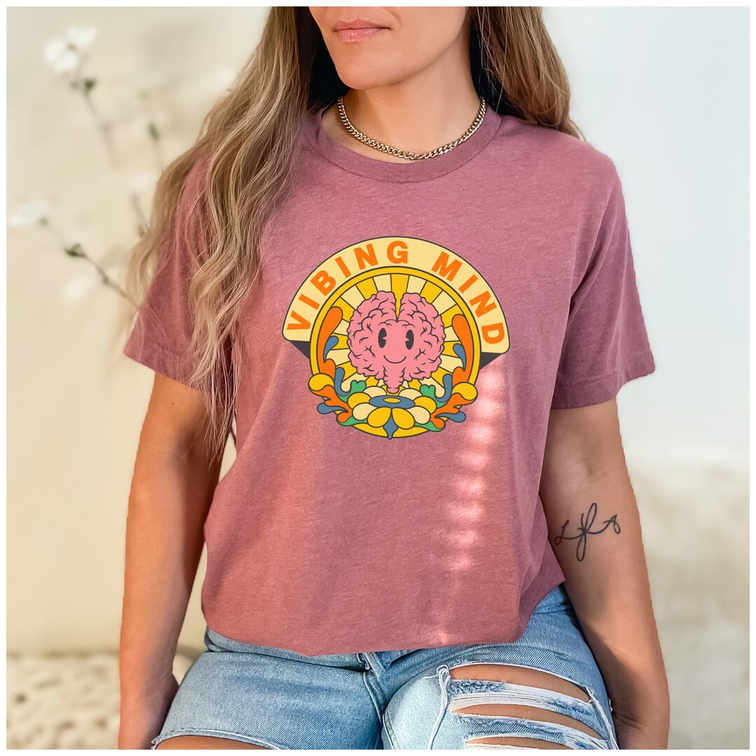 Retro Mental Health Awareness T-shirt, Groovy Vibing Mind Brain ...