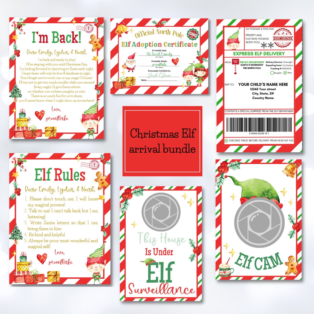 Christmas Elf Arrival Letter Bundle: Elf Adoption, Report Card (digital ...