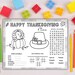 Thanksgiving Coloring Sheets, Printable Placemat, Activity Mat, Fall ...