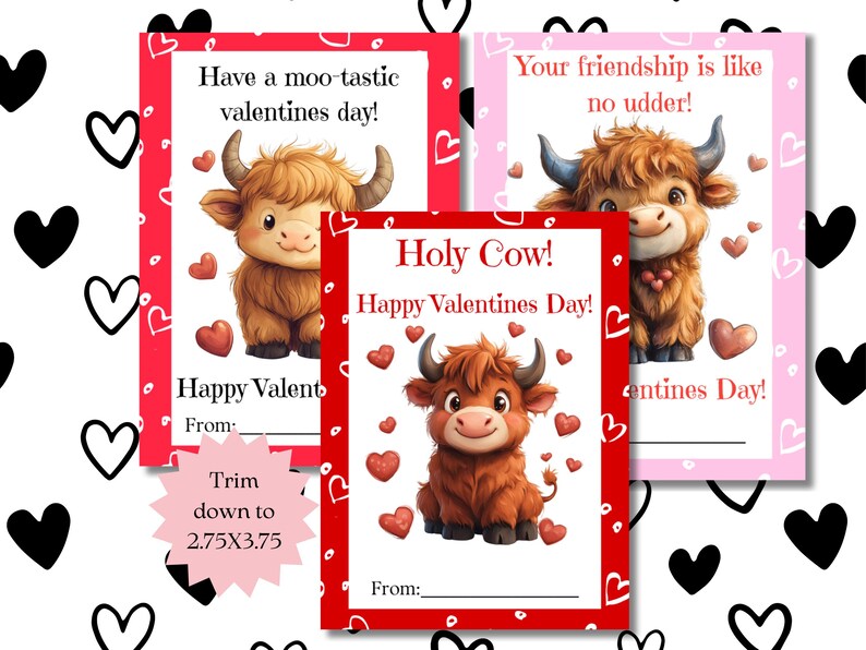 Highland Cow Classroom Valentine's Day Cards, Classroom Valentines ...