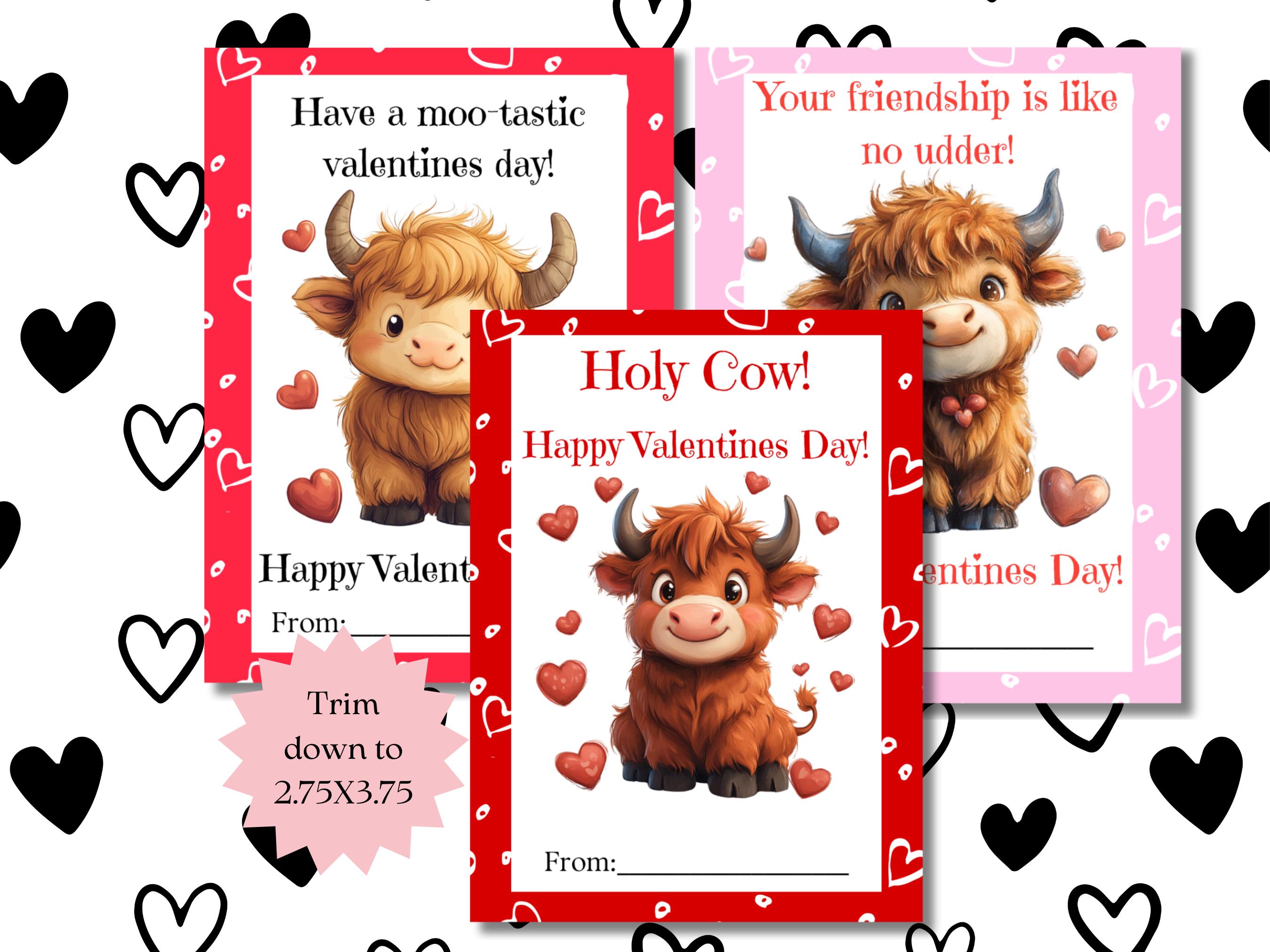 Highland Cow Classroom Valentine's Day Cards, Classroom Valentines ...