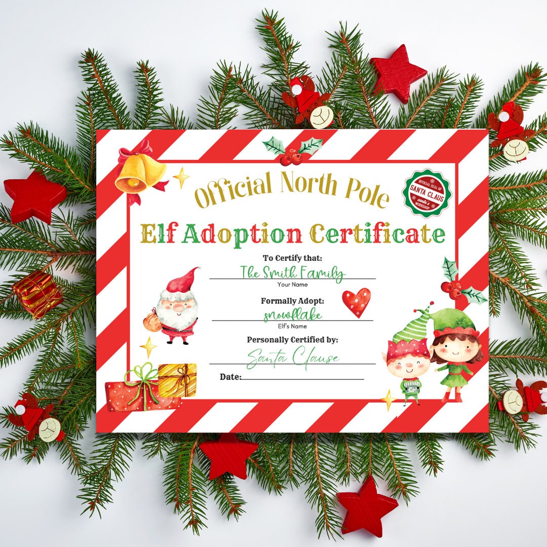 Editable Elf Adoption Certificate: Personalized Letter From Santa (PDF ...