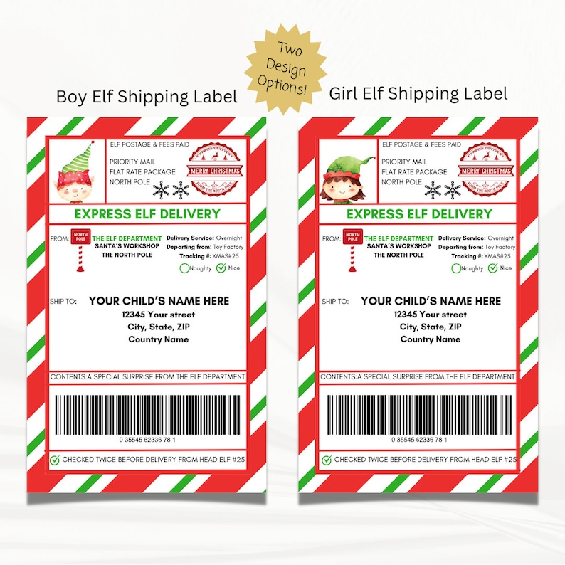 Christmas Elf Shipping Label, Letter From Santa, Elf Props, Elf Kit ...