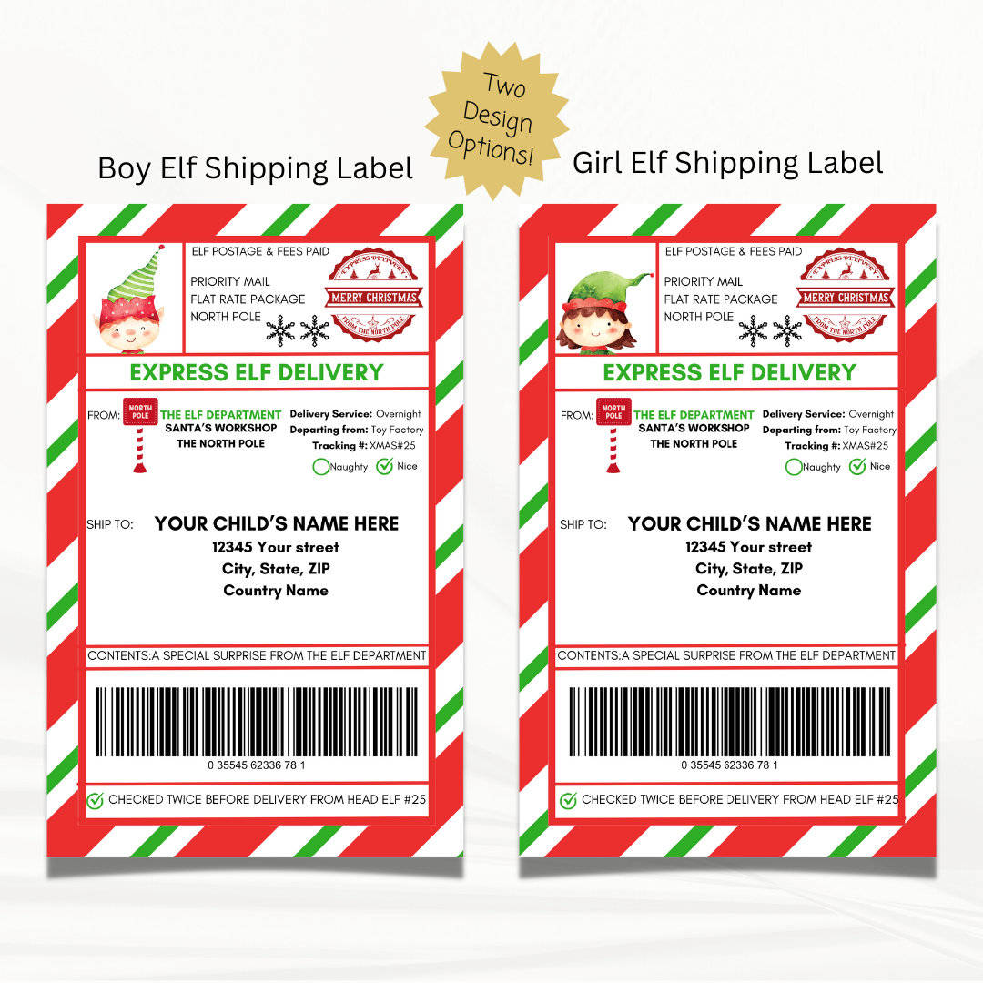 Christmas Elf Shipping Label, Letter From Santa, Elf Props, Elf Kit ...