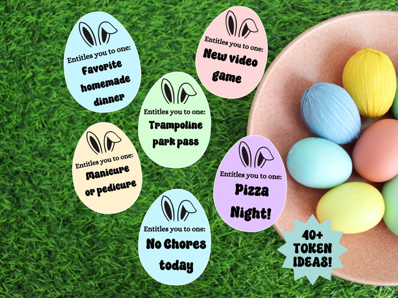 Printable Easter Egg Tokens, Easter Egg Fillers Non Candy, Easter Egg ...