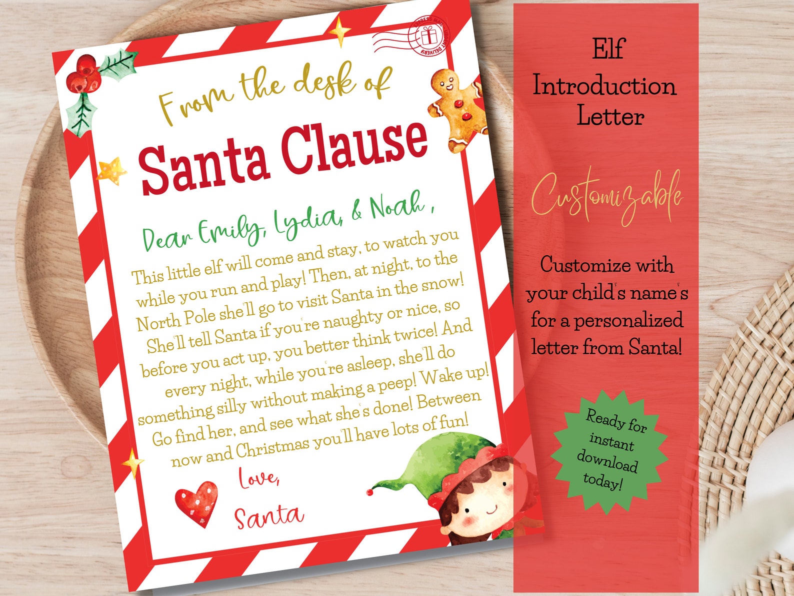 Christmas Elf Introduction Kit: Letter From Santa, Elf Report (digital ...