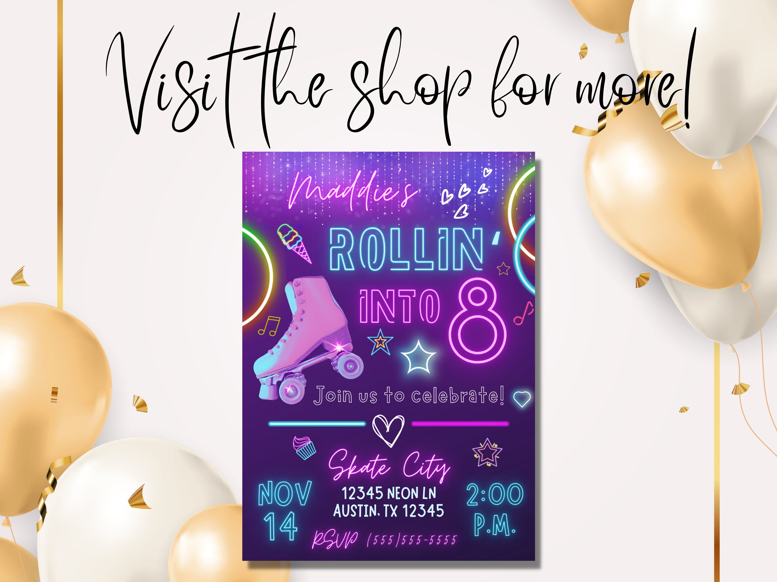 Editable Roller Skating Invitation Skating Party Invitation - Etsy