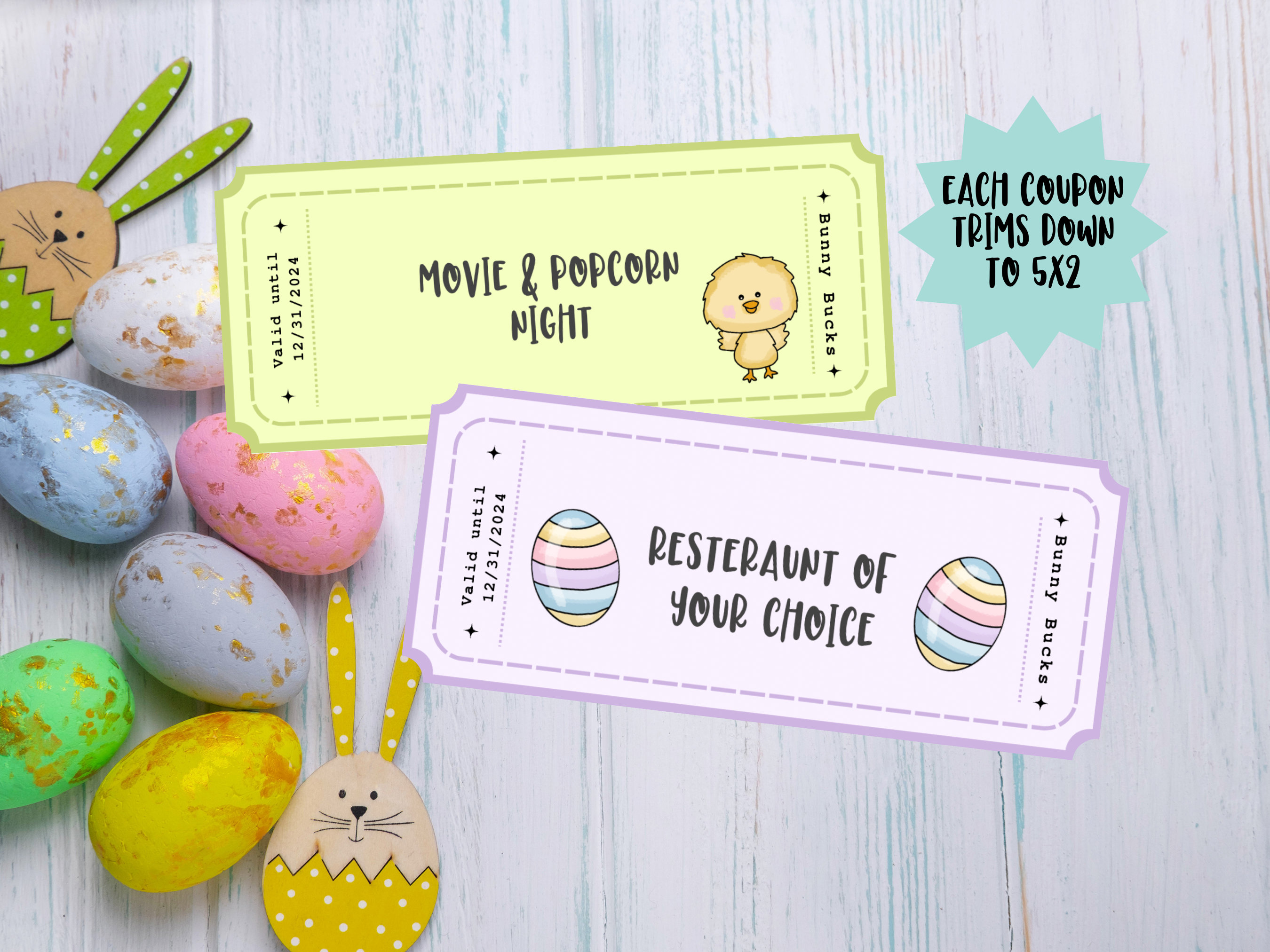 Easter Bunny Bucks, Printable Easter Basket Coupons, Easter Egg Fillers ...