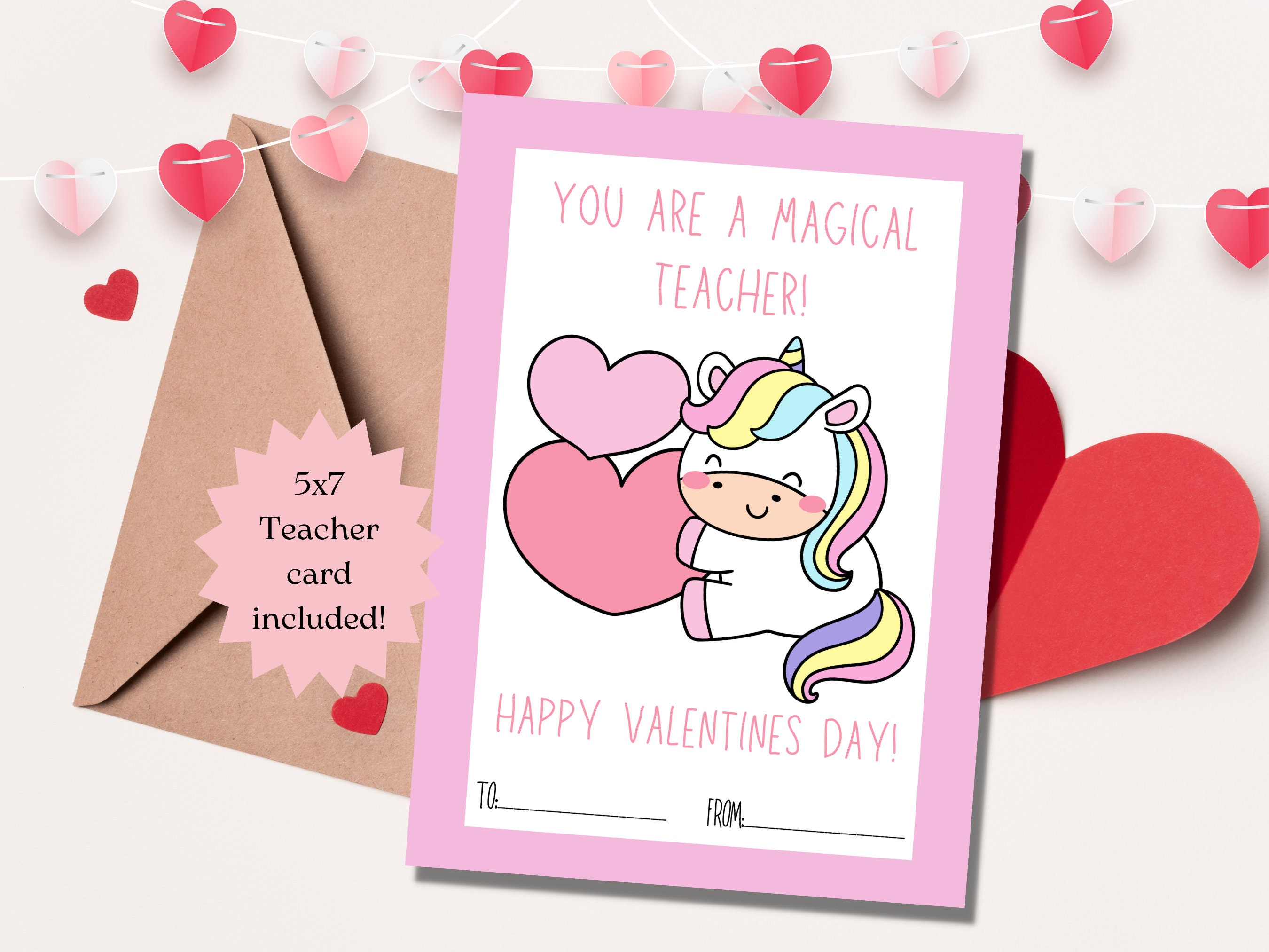 Unicorn Valentines Day Card Set: Classroom Exchange, Teacher Valentine ...