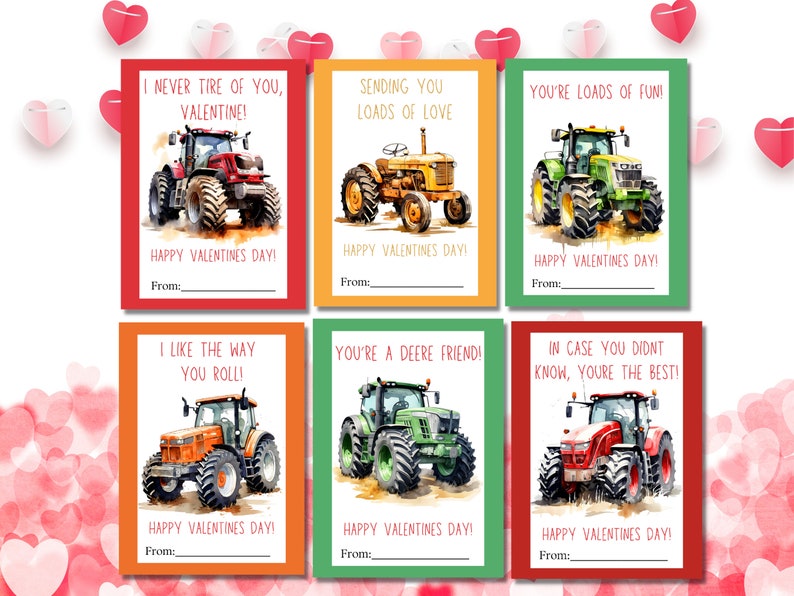 Tractor Valentine, School Valentines, Valentines for Class, Valentines ...