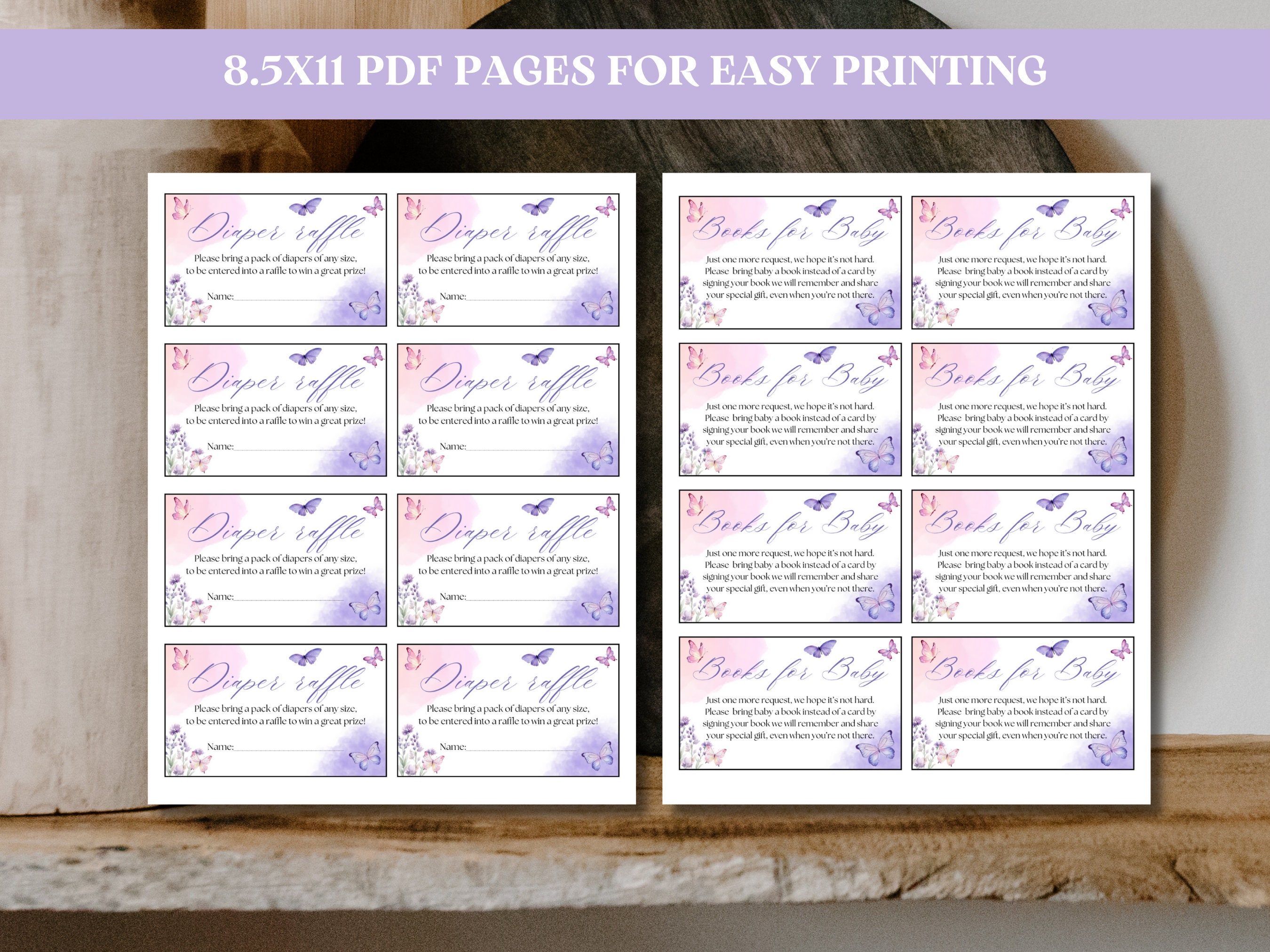 Enchanted to Meet You Baby Shower Cards Bundle, Diaper Raffle Card ...