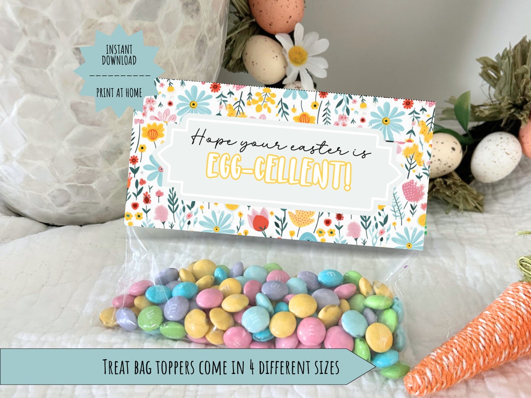 Pastel Easter Treat Bag Topper: Floral Candy Bag Tag (printable) - Etsy