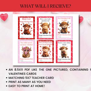 Highland Cow Classroom Valentine's Day Cards, Classroom Valentines ...