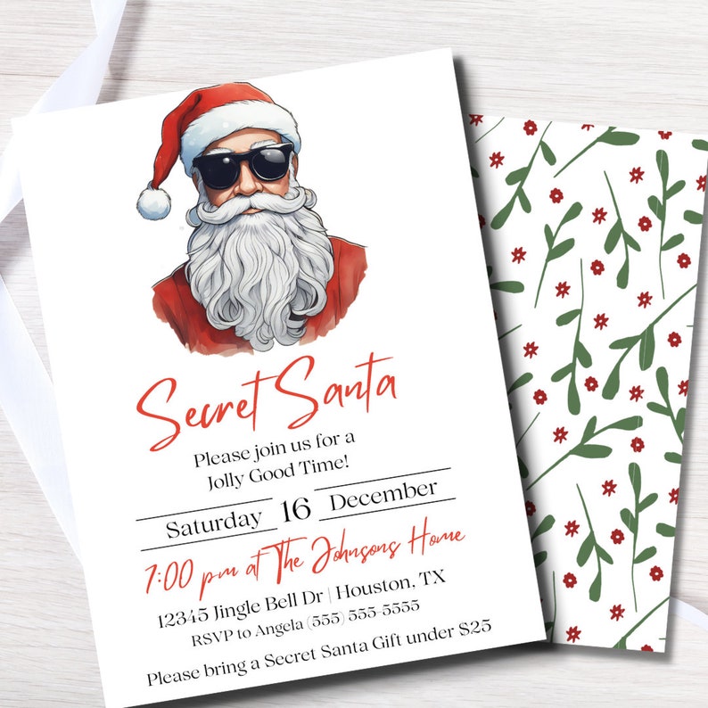 Secret Santa Invitation: Office Christmas Party (digital Download) - Etsy