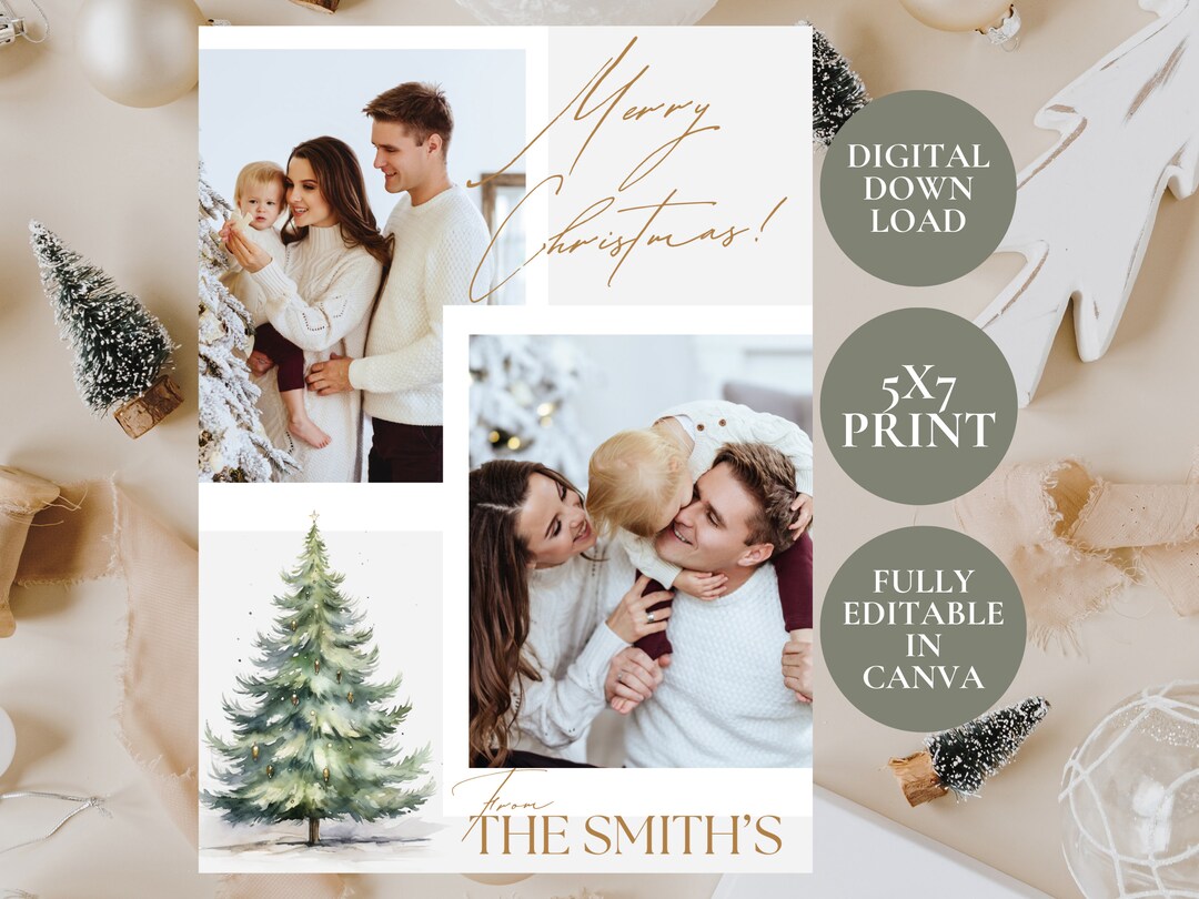 5x7 Christmas Photo Card Template: Custom Holiday Cards, Merry ...