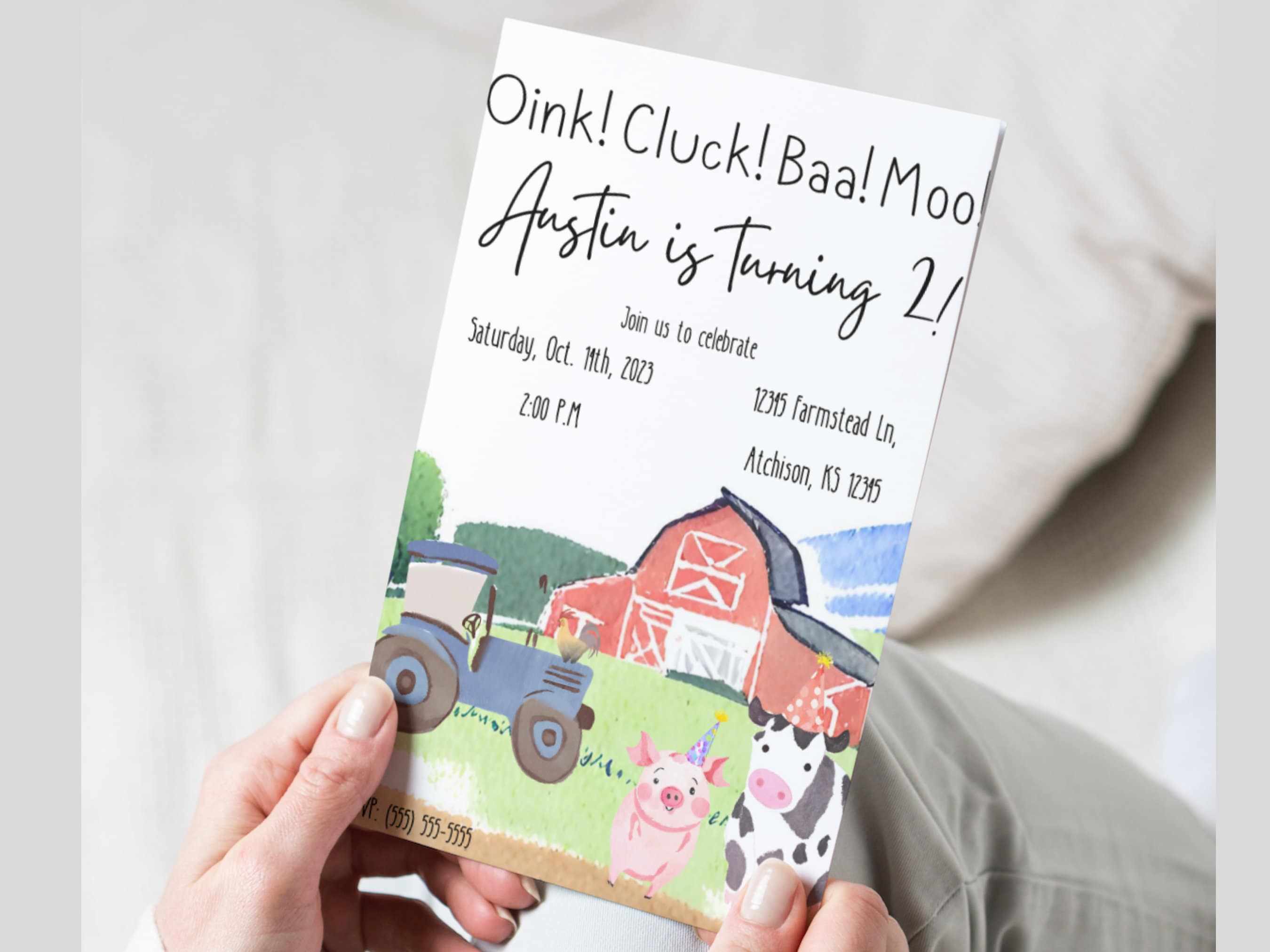 Barnyard Birthday Invitation, Cow Birthday Invitation, Farm Theme ...