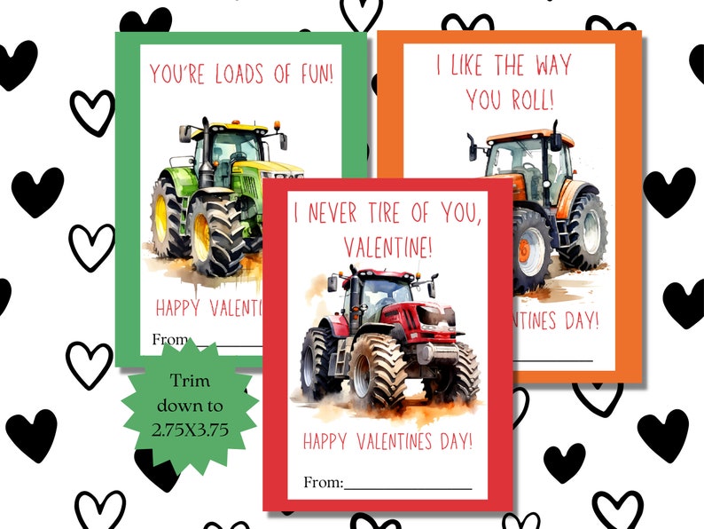 Tractor Valentine, School Valentines, Valentines for Class, Valentines ...