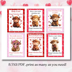 Highland Cow Classroom Valentine's Day Cards, Classroom Valentines ...
