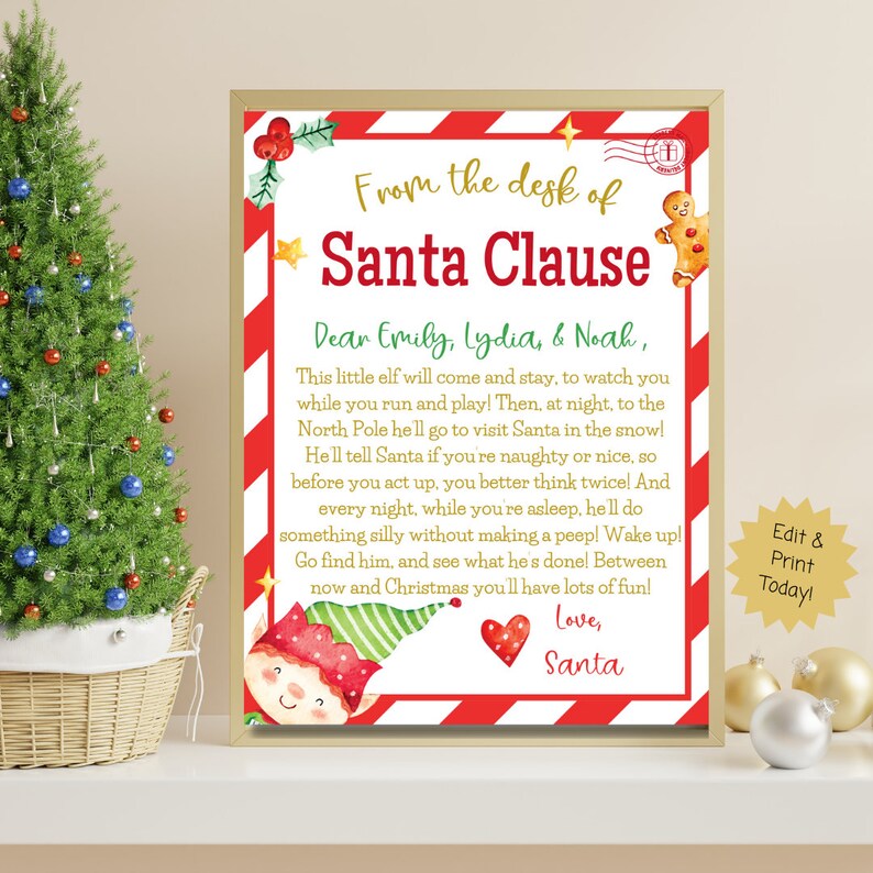 Personalized Elf Arrival Letter From Santa (printable PDF) - Etsy