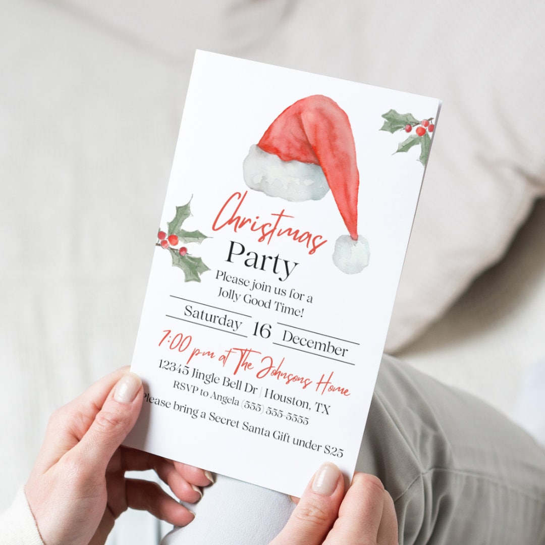 Office Christmas Party Invitation| Christmas Dinner Party Invitation ...