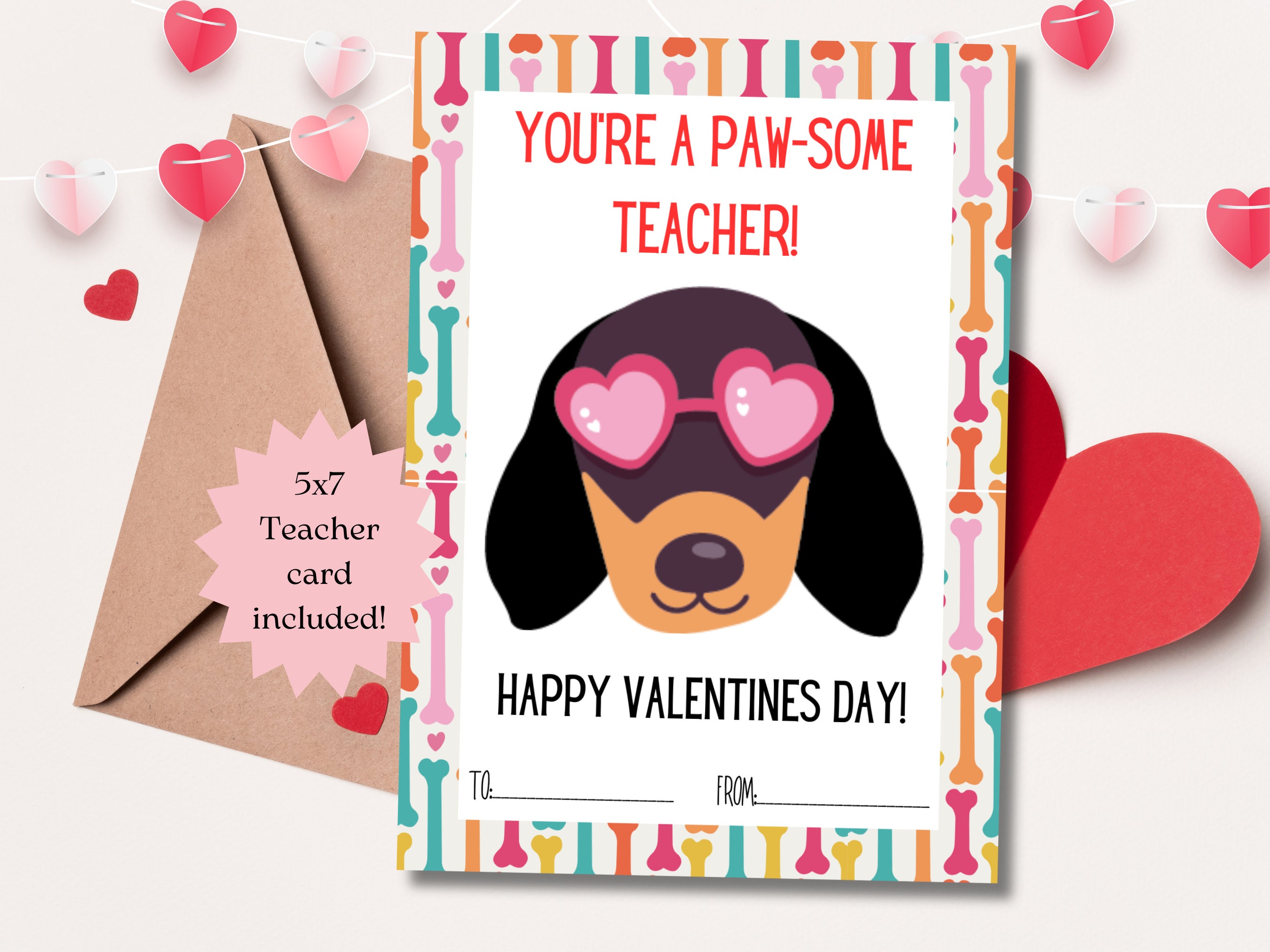 Dachshund Valentine Cards: Kids Classroom Valentines (printable) - Etsy
