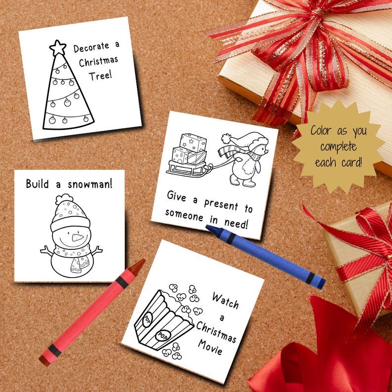 Printable Christmas Advent Calendar: 36 Activity Cards, Coloring Pages ...