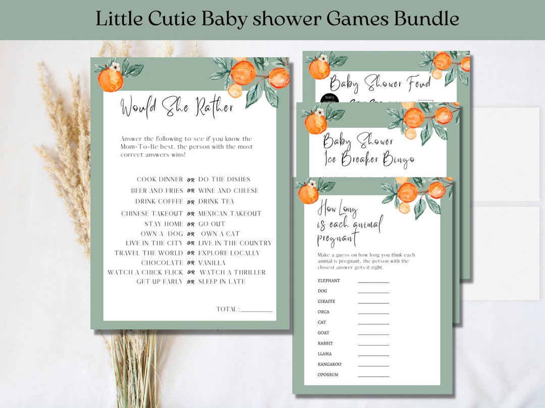Orange Baby Shower Games Bundle: Little Cutie Theme - Etsy